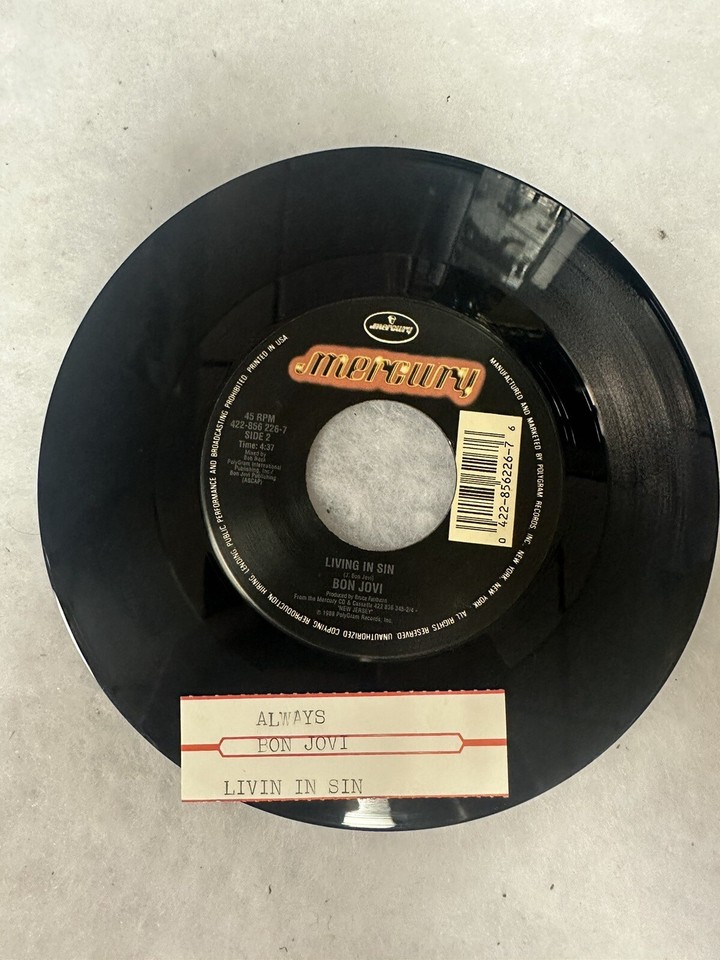 Bon Jovi “always / Livin In Sin” Single 7’ Vinyl Record 45 | eBay