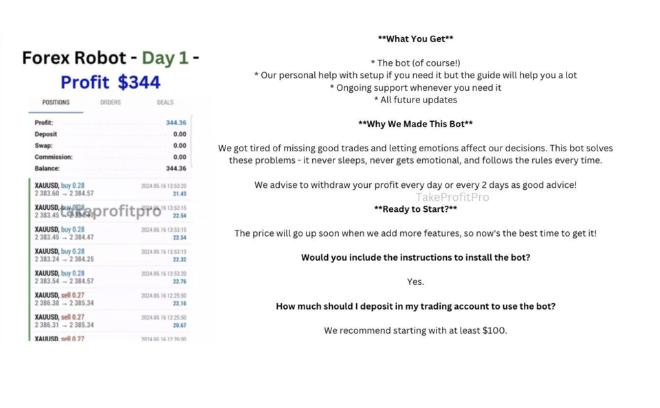 Forex Robot - TakeProfitPro EA Trading Bot for MT4 and MT5 - Profitable ...