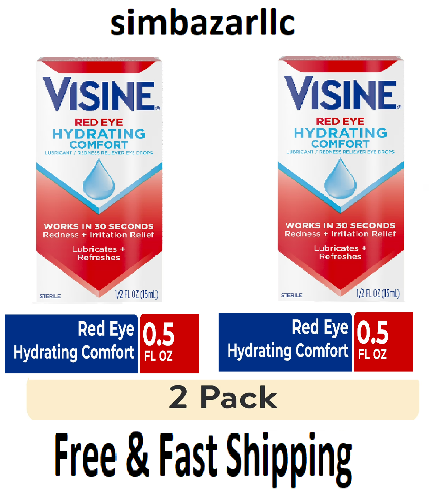 VISINE Red Eye Hydrating Comfort Lubricant Redness Relief Drops 15mL- 2 ...