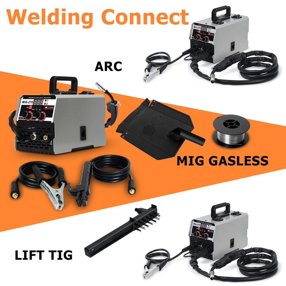 3 IN 1 LED MIG Welder Machine Gasless Tig Arc 270A 220V Inverter MIG ...