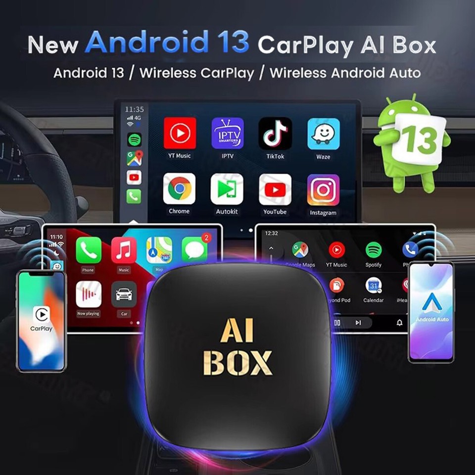 Wireless CarPlay AI box Android Auto WIFI Adapter Converter w/Netflix ...