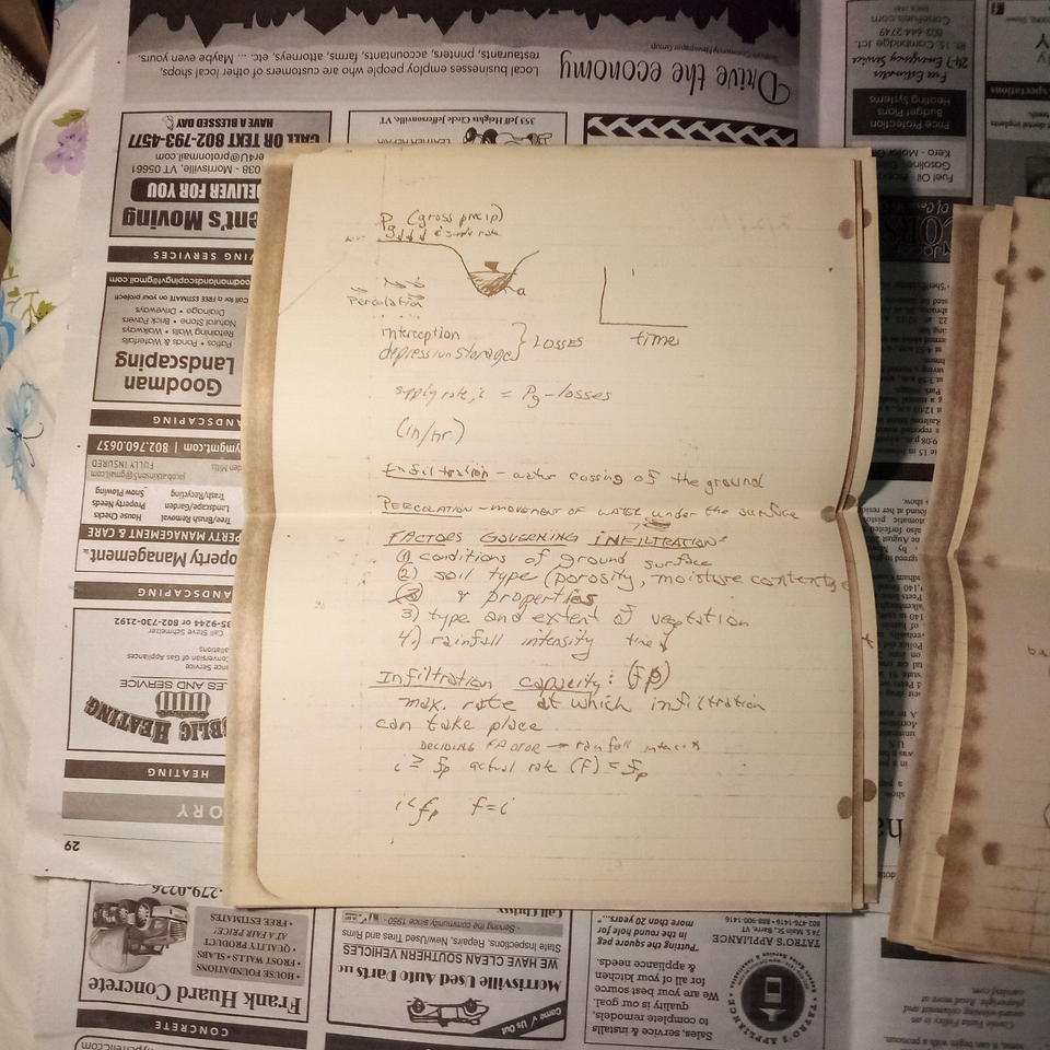 1974 Math Homework Ephemera Collection - photocopies, notes, ditto ...
