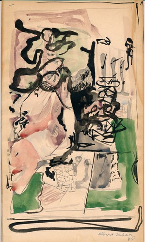 ALBERT URBAN Original 1945 Watercolor Painting "Abstract Composition ...