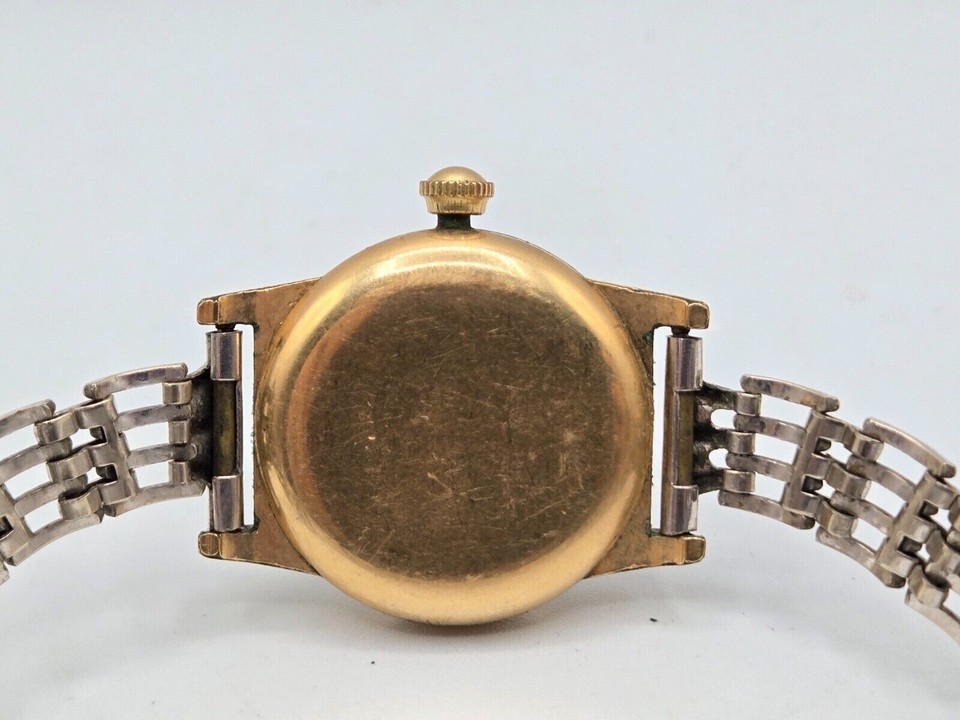 Waltham Men's Watch 10K Rolled Gold Plate Bezel Silver Link Band 2 Tone ...