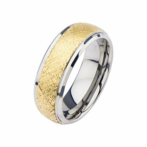 INOX Stainless Steel and Gold IP Scratched Patterned Ring | eBay