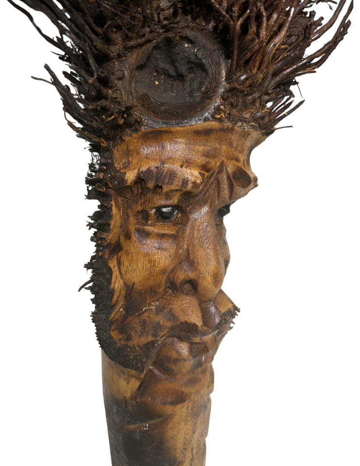 20" HAND MADE BAMBOO ROOT FACE TREE SPIRIT ART HOME DECOR TRIBAL BAR ...