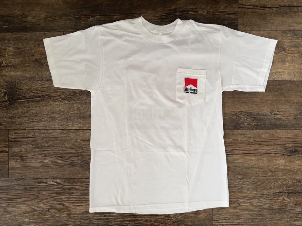 Vintage Marlboro Racing Team Shirt XL Single Stitch Front Pocket Penske ...