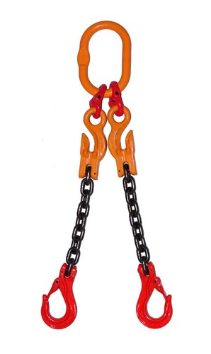 9/32 x 20' Grade 80 Chain Sling Latch Hooks 2 Legged Double Leg Lifting ...