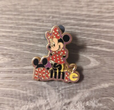 Official Disney Land Minnie Mouse Character Name Pin Red Bow Vintage ...
