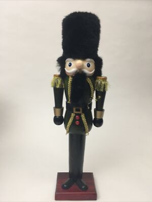 Nutcracker with BLACK Beard & Hair and FAUX FUR HAT 19in Tall | eBay