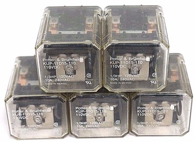 LOT OF 5 POTTER & BRUMFIELD KUP-11D15-110 110VDC RELAYS, KUP11D15110 ...