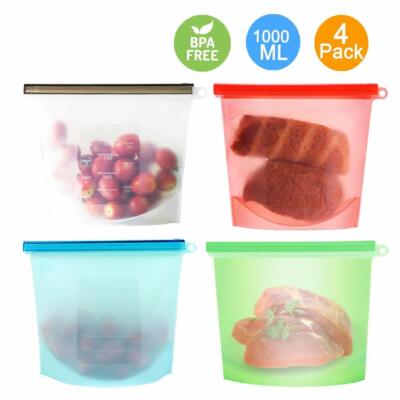 Food Storage Bags Dishwasher Safe Reusable Food Storage Bags 4PCS ...