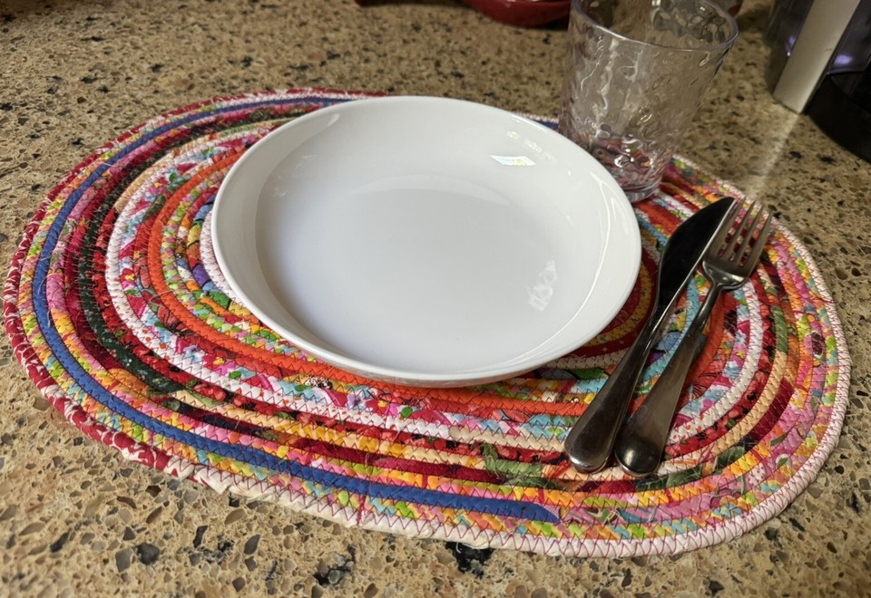 Handmade Bohemian Style Rainbow Oblong Placemats 18” X 12” One Of A ...