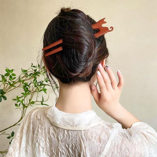 3 Pcs U Shape Wooden Hair Sticks Sandalwood Hair Pin French Natural ...