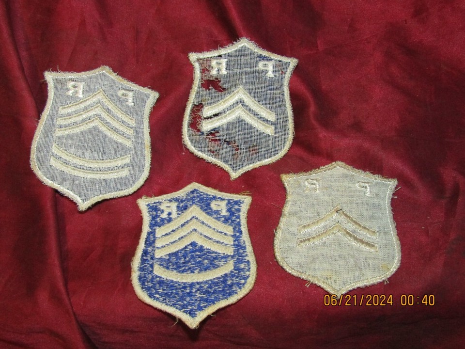 ROTC PATCH! PERSHING RIFLES! GROUP OF 4! CHEESECLOTH TO COTTON! SCARCE ...