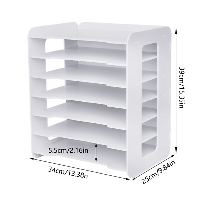 7 Tier Paper File Holder Document Storage Rack Desktop Organizer Office ...