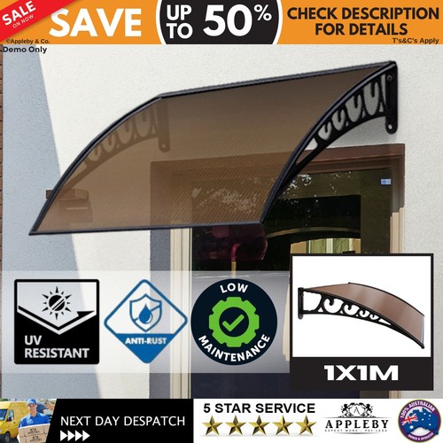 1M x 1M Window Door Awning Modern Canopy Cover Rain UV Sun Snow Shade ...