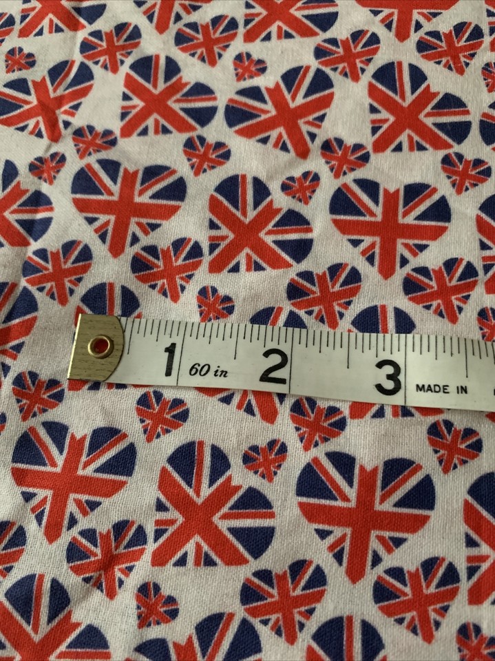 COTTON UNION JACK FABRIC KING CORONATION FLAG BUNTING 71cm x 112cm 3 ...