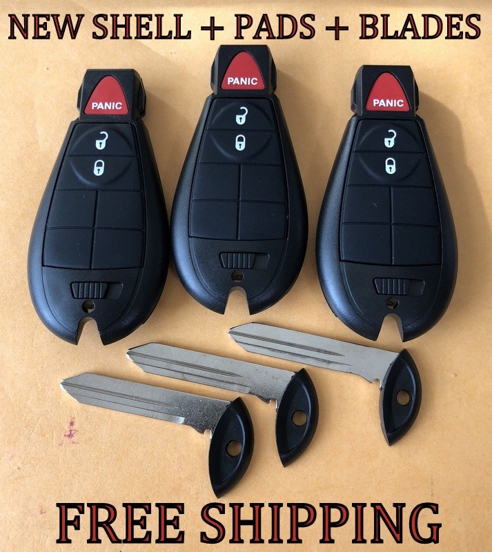 LOT OF x3 DODGE KEYLESS REMOTE FOB FOBIK CASE SHELLS PAD FOR IYZ-C01C ...