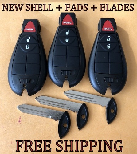 LOT OF x3 DODGE KEYLESS REMOTE FOB FOBIK CASE SHELLS PAD FOR IYZ-C01C ...