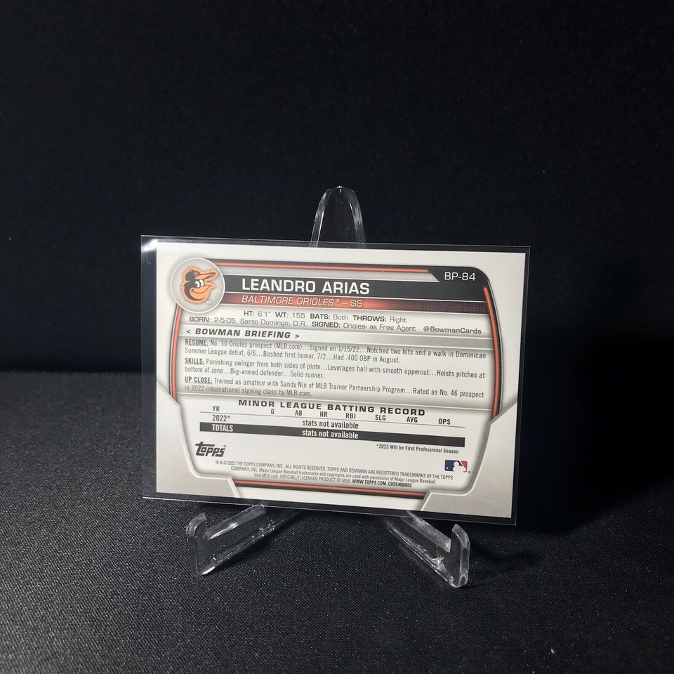 Leandro Arias 2023 Bowman 1st Bowman Paper Prospect #BP-84 Orioles ...