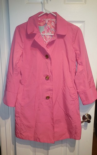 Lilly Pulitzer Palm Beach Pink Coat Swing Jacket 3/4 Sleeve 4 Buttons ...