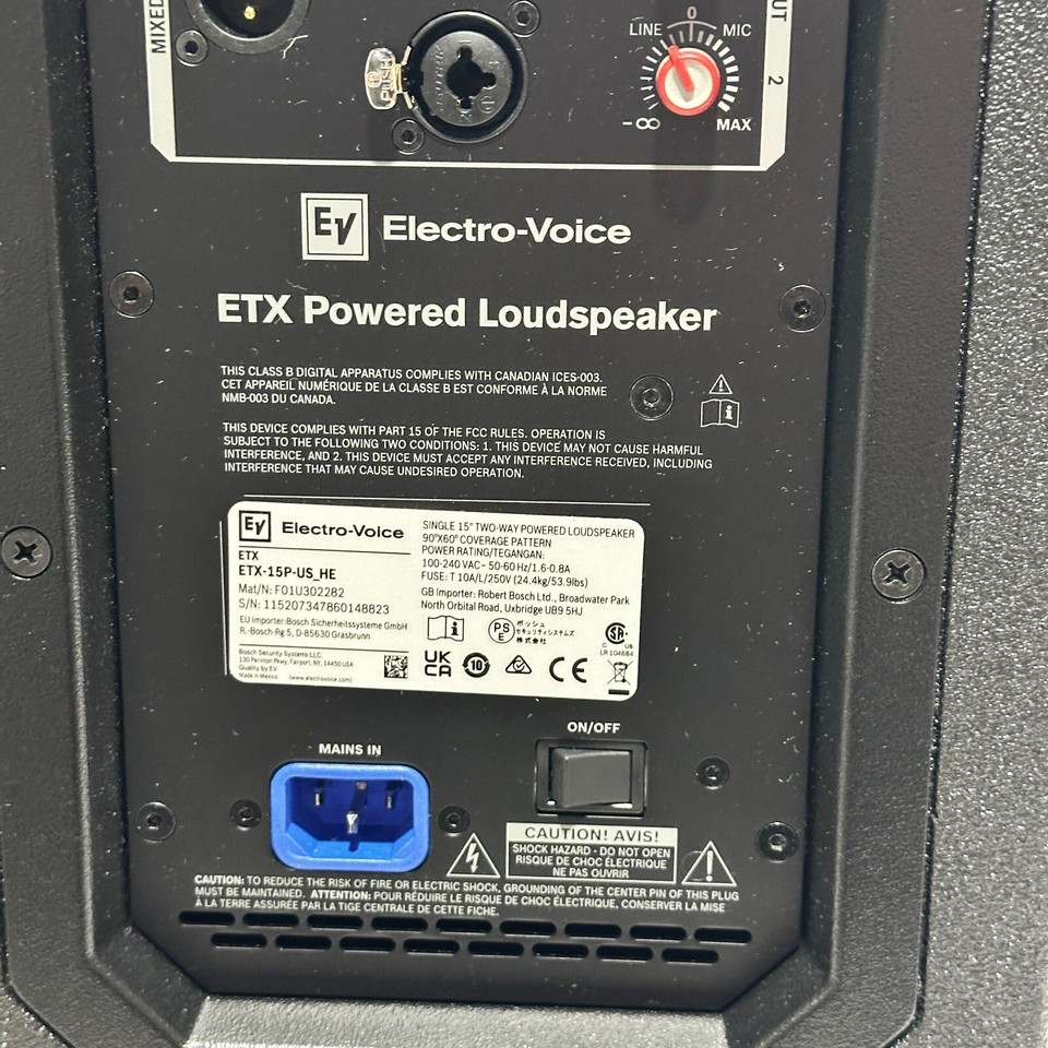 Electro-Voice Powered Loudspeaker ETX-15P 15" 2000W 2-Way Full Range ...
