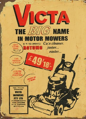 Victa Big Name in Mowers Metal Sign Man Cave, Shed-Garage & Bar | eBay ...