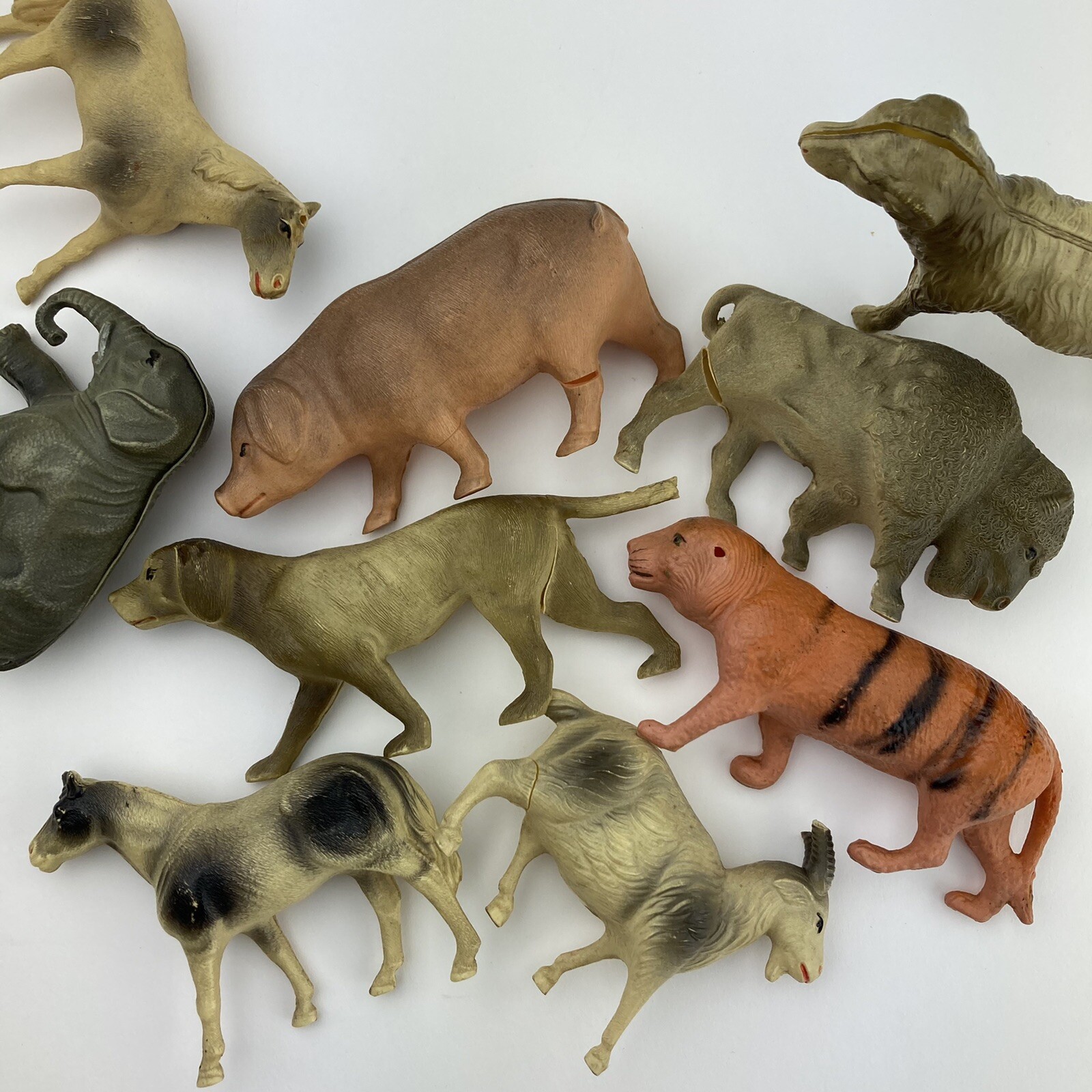 HUGE Lot of 14 Antique Celluloid Animals Viscoloid Co USA Putz House ...