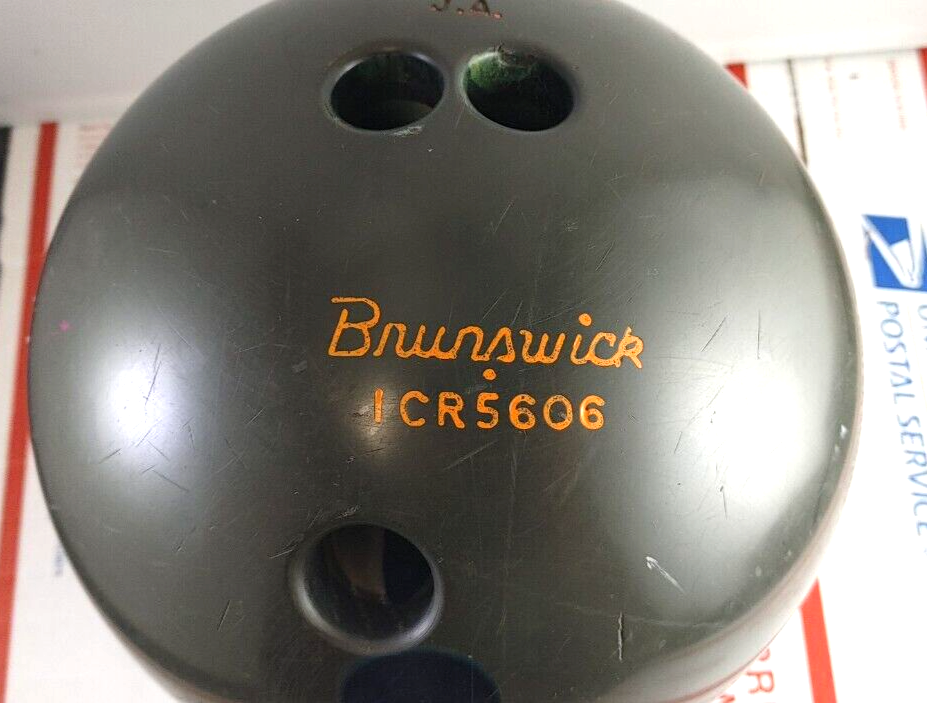 Vintage Brunswick RHINO 16lbs Bowling Ball 16 lbs Drilled Black Retro ...