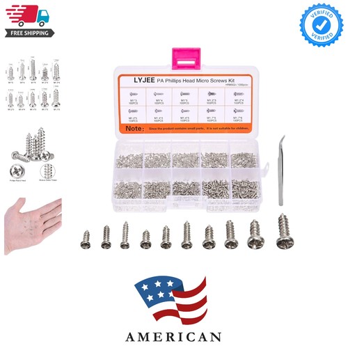 1000Pcs mini Screw kit M1 M1.2 M1.4 M1.7 Phillips pan Head Micro Screws ...