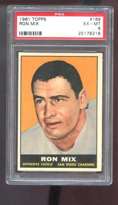 1961 Topps #168 Ron Mix PSA 6 Graded Football Card San Diego Chargers ...