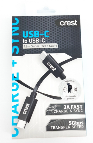 Crest Usb-c To Usb-c 1.2m Superspeed Cable 3A Fast Charge & Sync 5Gbps ...