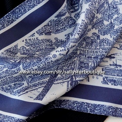 Sallys Boutique Mulberry Silk Scarf Bandanna Map Print Office Necktie ...