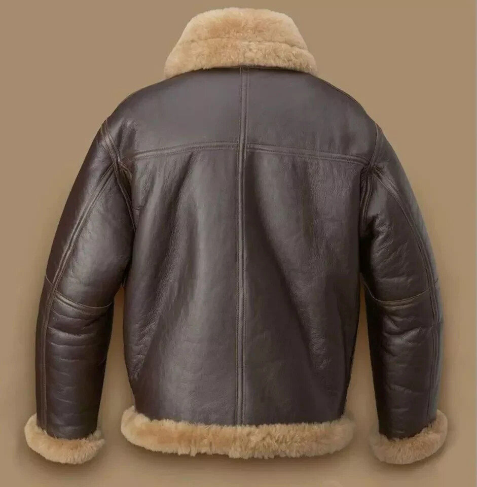 B3 RAF Brown Mens Bomber Flying Aviator Fur Irvin Real Shearling ...