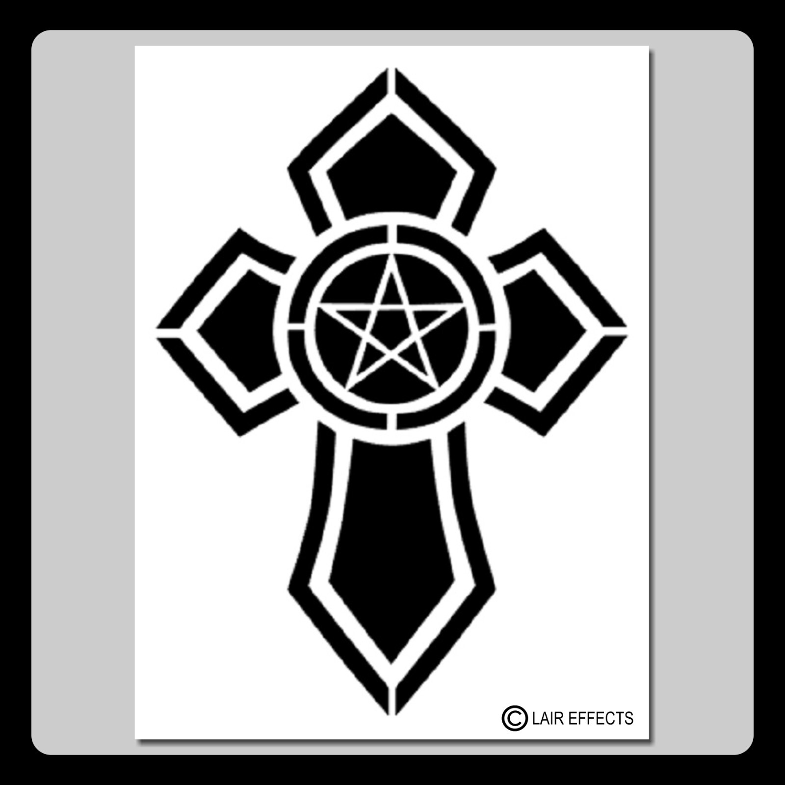 Gothic Cross Pentagram/Pentacle Star STENCIL Halloween/Church ...