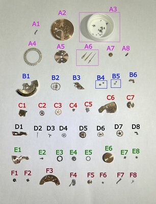 Omega Cal 503 Parts Movement Balance Fork Wheels Springs Bridge 500 501 ...