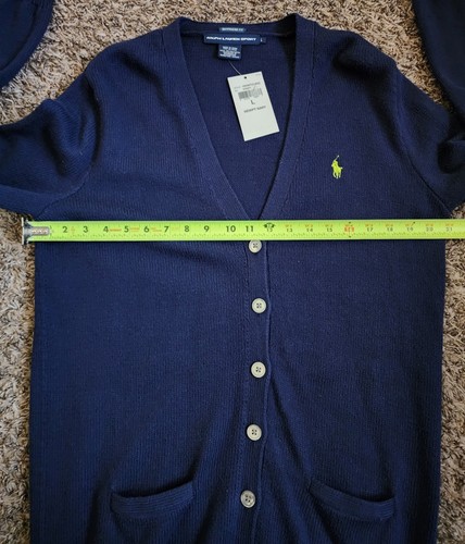 NWT Ralph Lauren Sport Navy Boyfriend Fit Cotton Button Cardigan Women ...