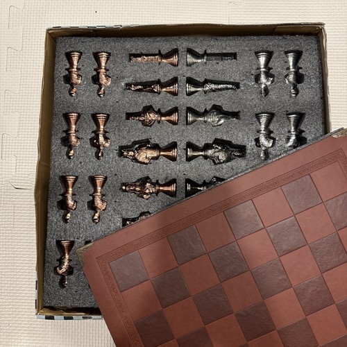 Handmade Easy Carry Leather Chess Board With Metallic pieces Family ...