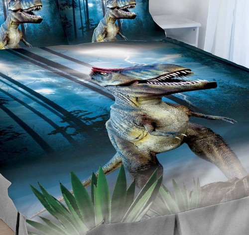 T-Rex Dinosaur Boys King Bed Quilt Doona Duvet Cover Set Bedroom Home ...