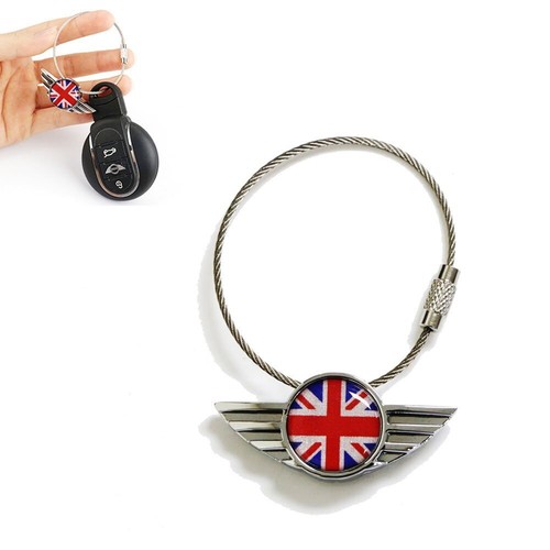 Red/Blue UK Union Jack Wing Logo Shape Key Chain Ring Keychain For MINI ...