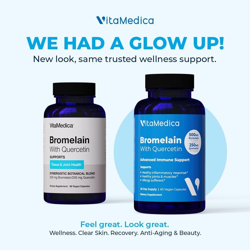 VitaMedica Bromelain & Quercetin Supplement - 500mg Bromelain 250mg ...