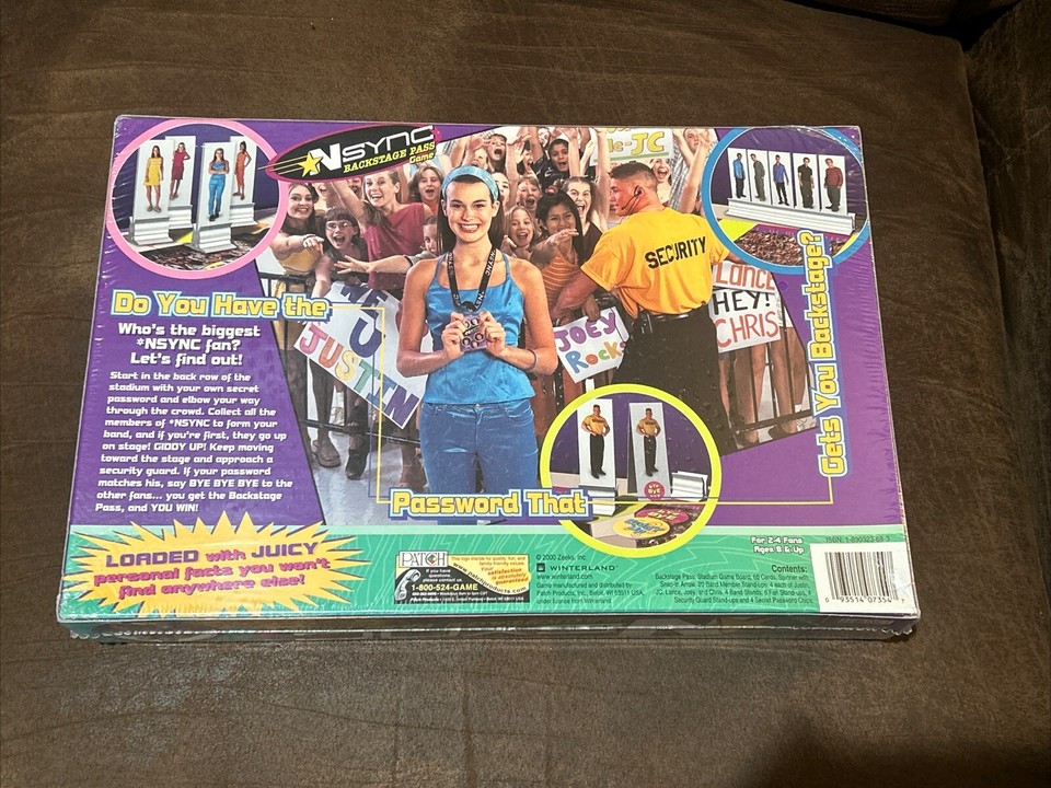 NSYNC Backstage Pass Board Game Patch Co 2000 Justin Timberlake New ...