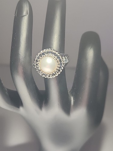 Judith Ripka Sterling .925 Faux Pearl And Blue Stone Ring Size 6 | eBay