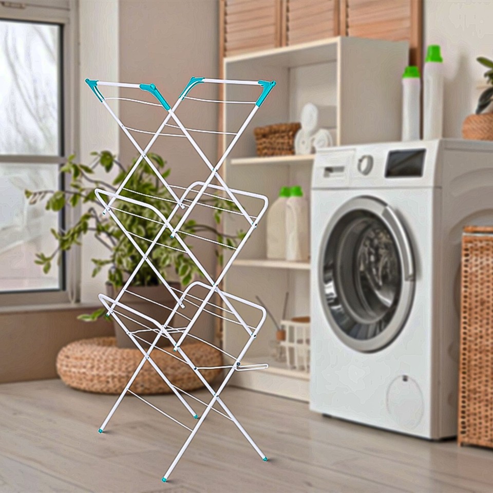 3 Tier Folding Laundry Maiden Rack, Dryer Rack, Clothes Horse, Airing ...