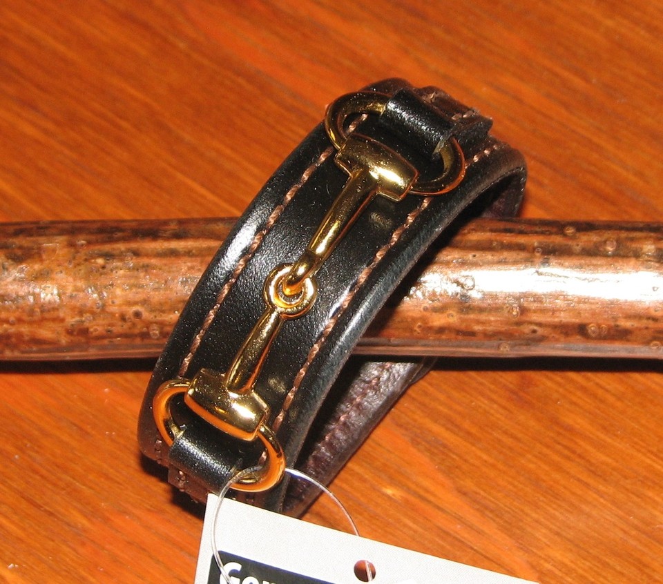 Equestrian Leather Snaffle Bit Bracelet Cuff 9" USA Amish Made | eBay