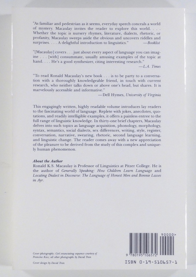 1994 Macaulay THE SOCIAL ART: Language and its Uses LINGUISTICS history ...
