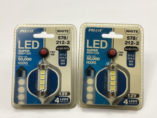 (2) PILOT IL-578W # 578 White LED Dome Map Light Bulbs | eBay