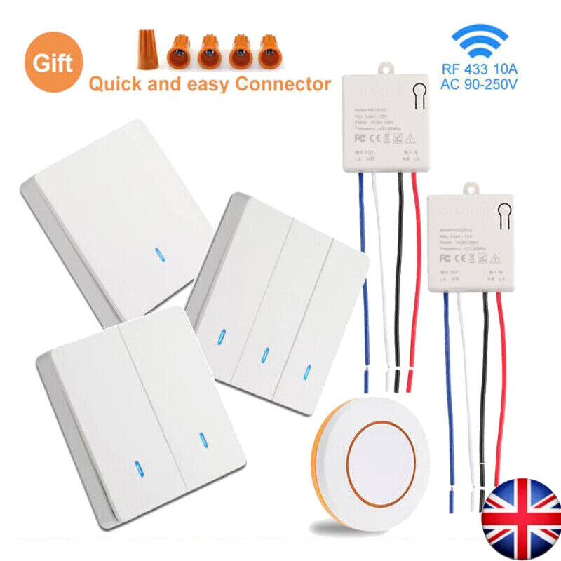 Wireless Smart Switch Light RF-433Mhz Wall Panel Switch Remote-Control ...