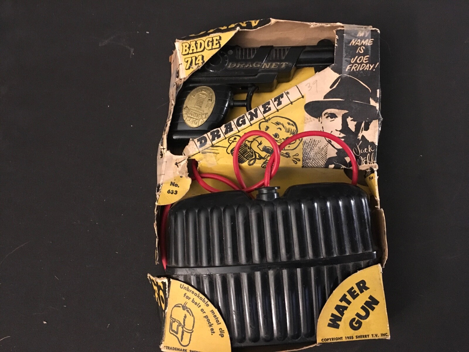 Vintage New Dragnet TV 1955 Jack Webb Water Gun with Water Tank in ...